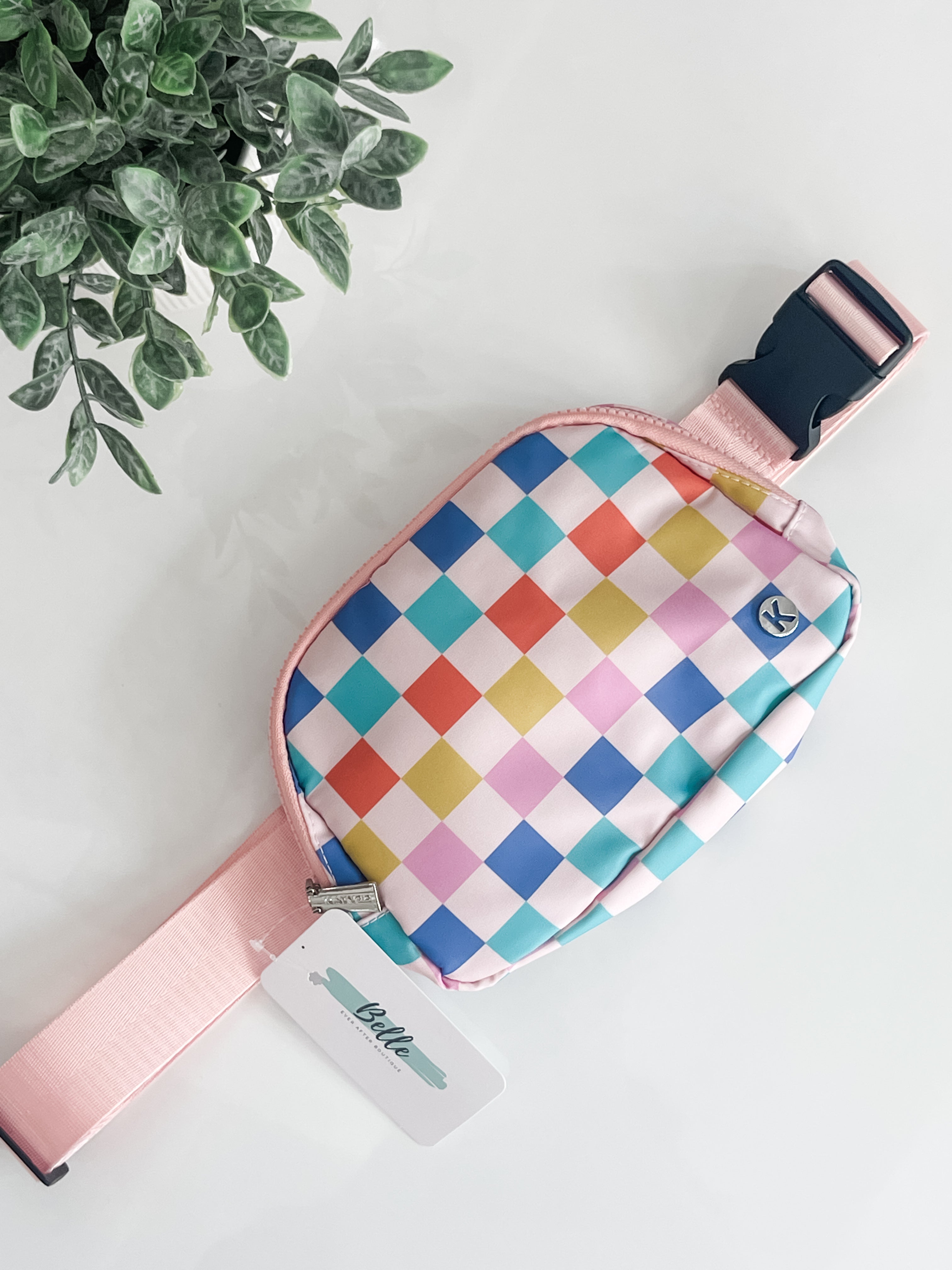 The Color Pop Checkered Belt Bag | Belle Ever After Boutique LLC