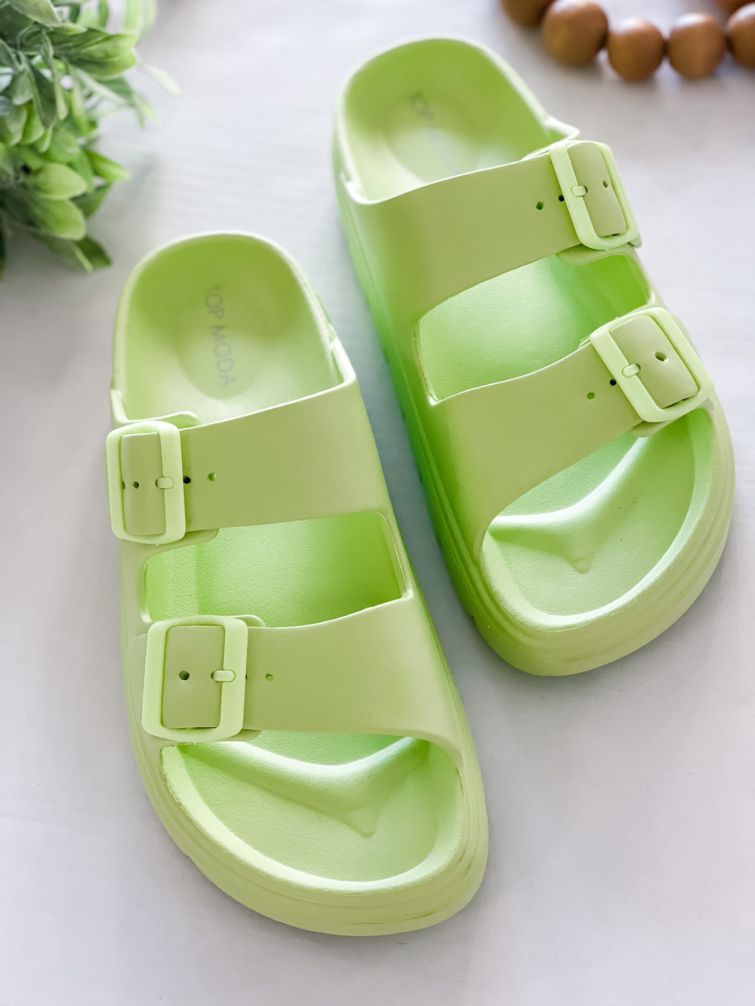 Slip Into Summer Slide Sandals in Lime- FINAL SALE | Belle Ever After ...